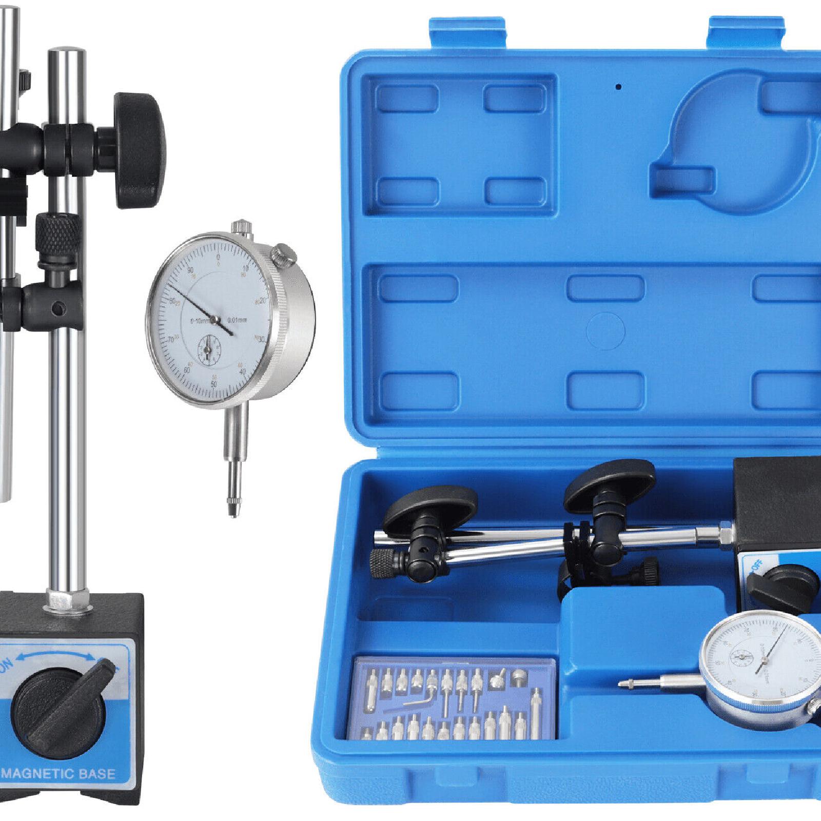 DIAL INDICATOR MAGNETIC Base Gauge Test Indicator 001 Inch Point Set ...